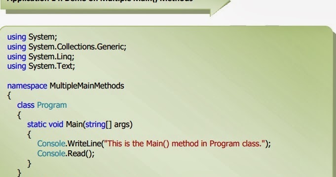 Microsoft C#.Net Tutorials: Multiple Main() Method