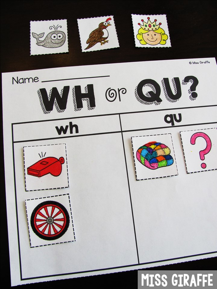 Miss Giraffe's Class: Digraphs Activities for First Grade and Kindergarten
