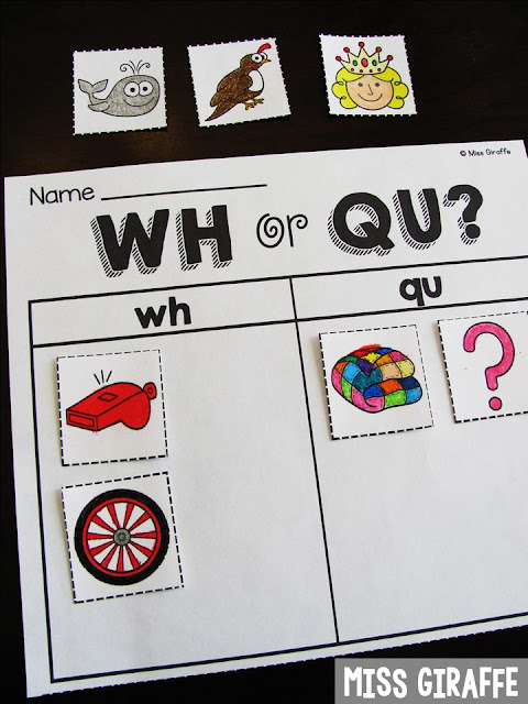 Miss Giraffe's Class: Digraphs Activities for First Grade and Kindergarten