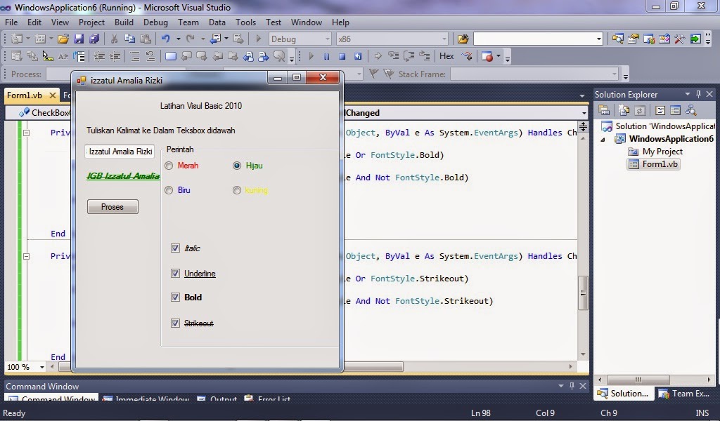 Pemrograman Visual Basic Studio 2010: Membuat Program Dasar Visual Basic Studio 2010