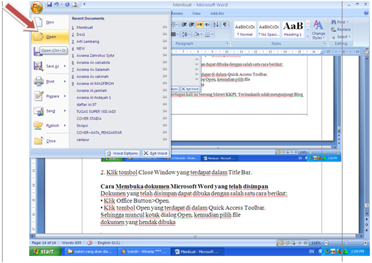 COMPUTER 89: CARA MENUTUP DAN MEMBUKA DOKUMEN MICROSOFT WORD