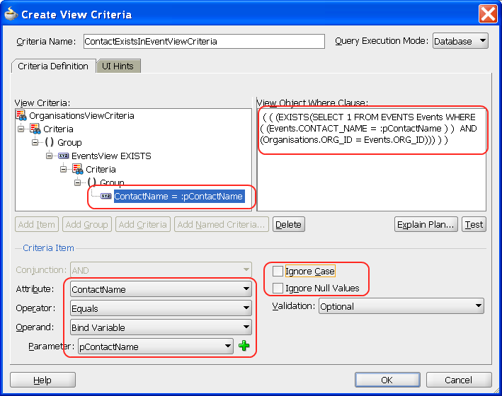 One size doesn't fit all: ADF BC: Creating an "EXISTS" View Criteria