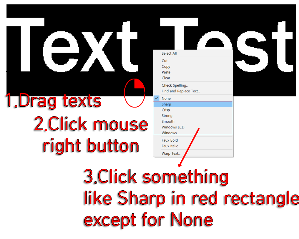 Photoshop anti-aliasing text problem - KorBook