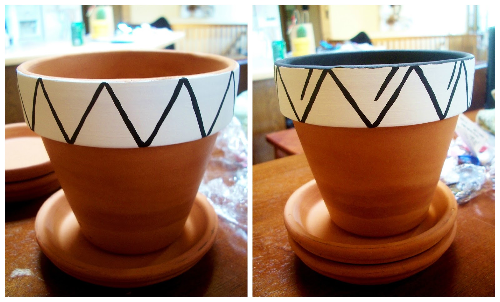 Halfway To Hipster: Painted Geometric Flower Pots