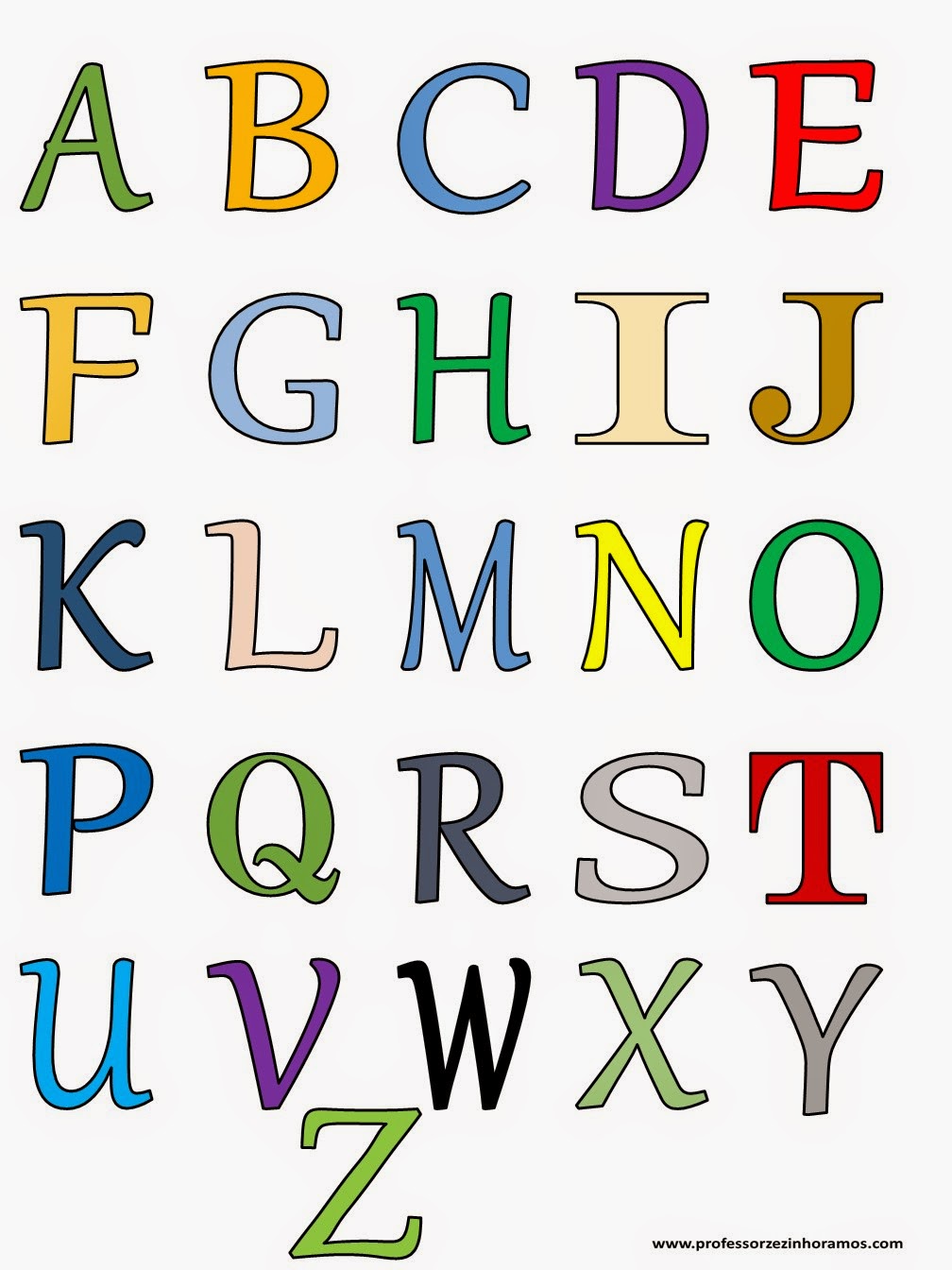 MOLDES DE LETRAS COLORIDAS PARA IMPRIMIR I ~ Cantinho das Atividades