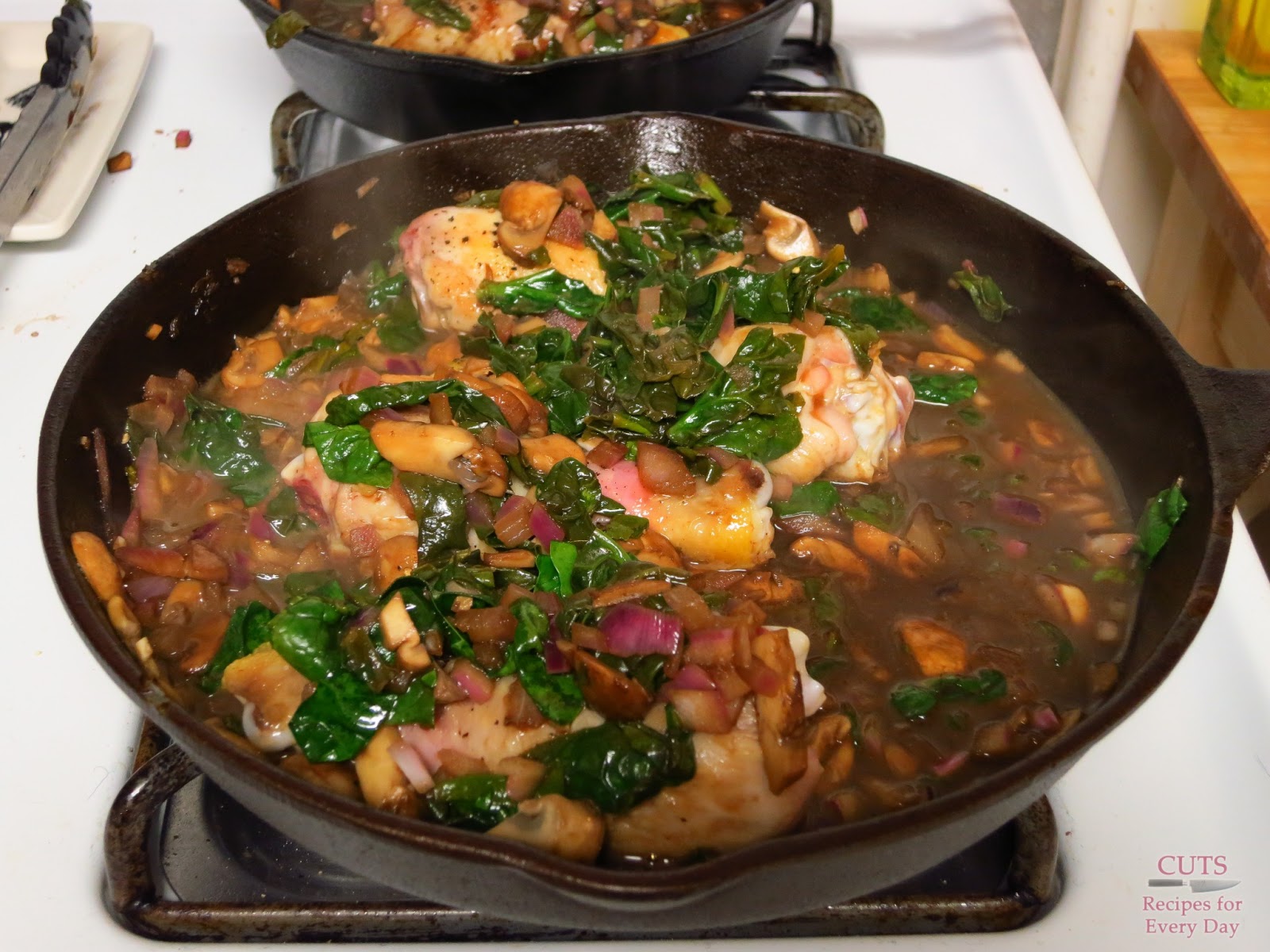 Balsamic Braised Drumsticks with Spinach - Cuts: Recipes for Every Day