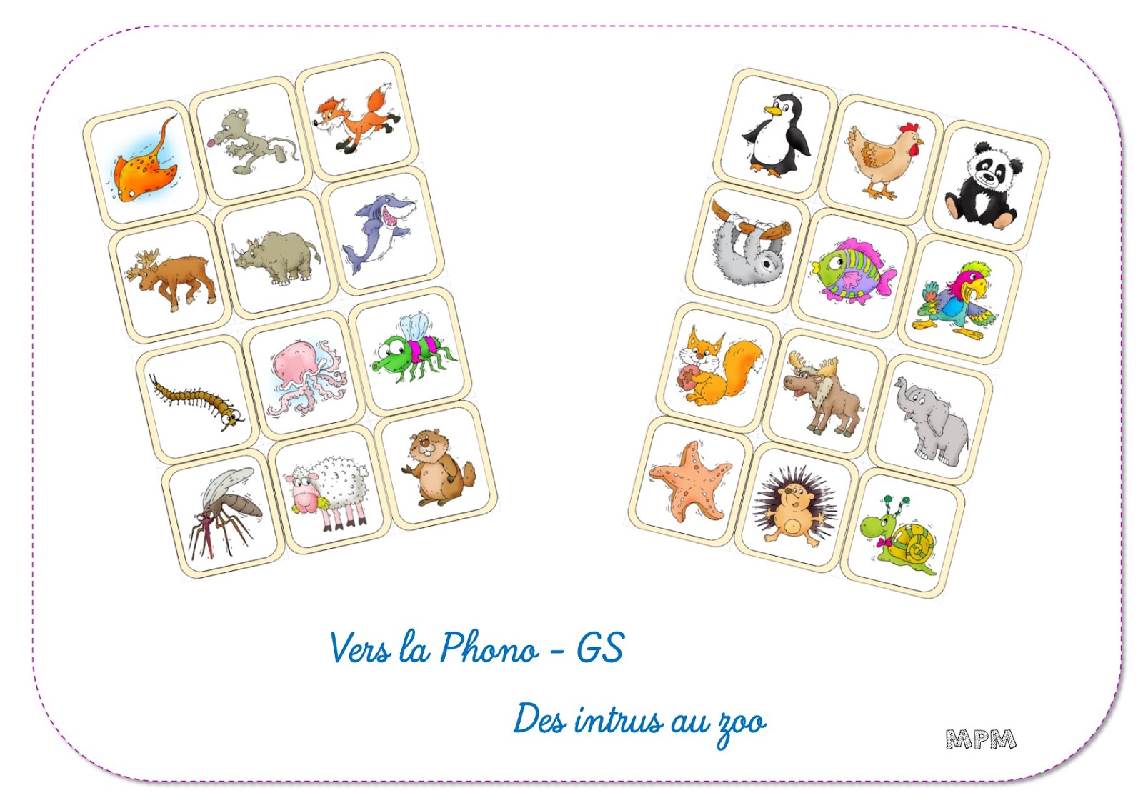 Phonologie - Jeu des intrus au zoo GS