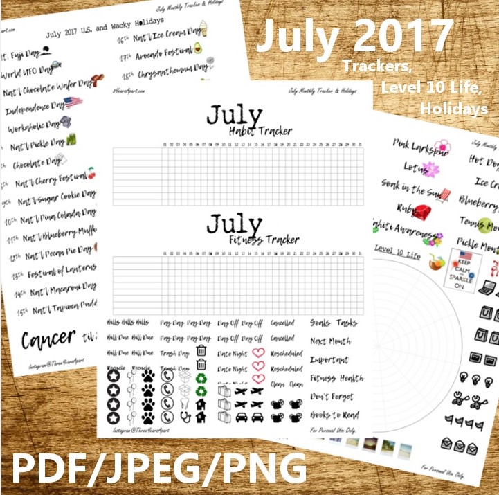 July 2017 Free Printable Planner Stickers | 3 Years Apart
