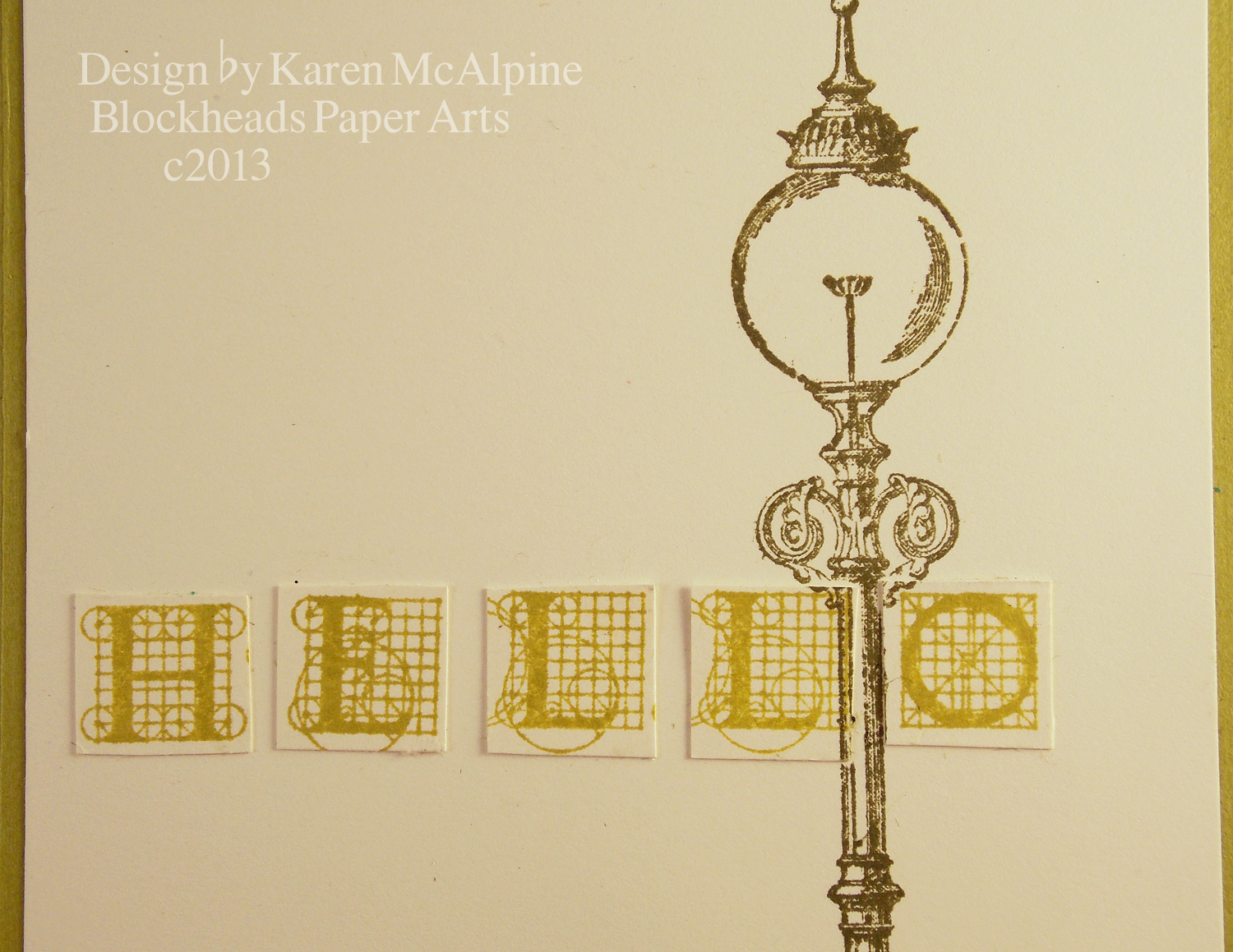 Dreaming and Creating: CAS Lamp Post Card with Blockheads Stamps