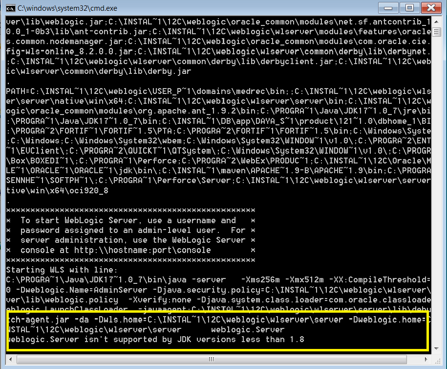 Jdk Error While Starting Weblogic Admin Server Easy Learn