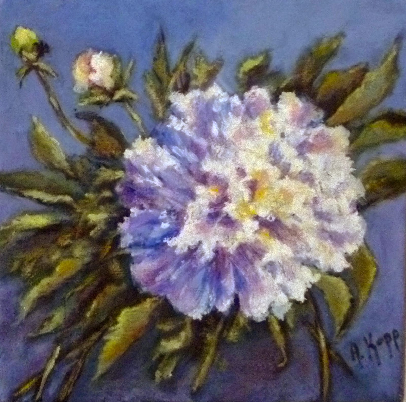 An Artist's Journey: White Peony oil painting by Alexandra Kopp