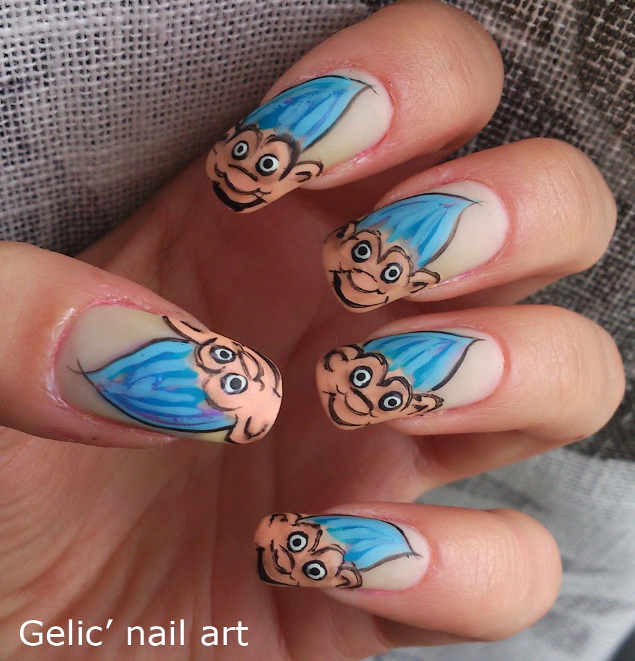 Gelic' nail art: 31DC2013 Day 29; Troll doll nail art