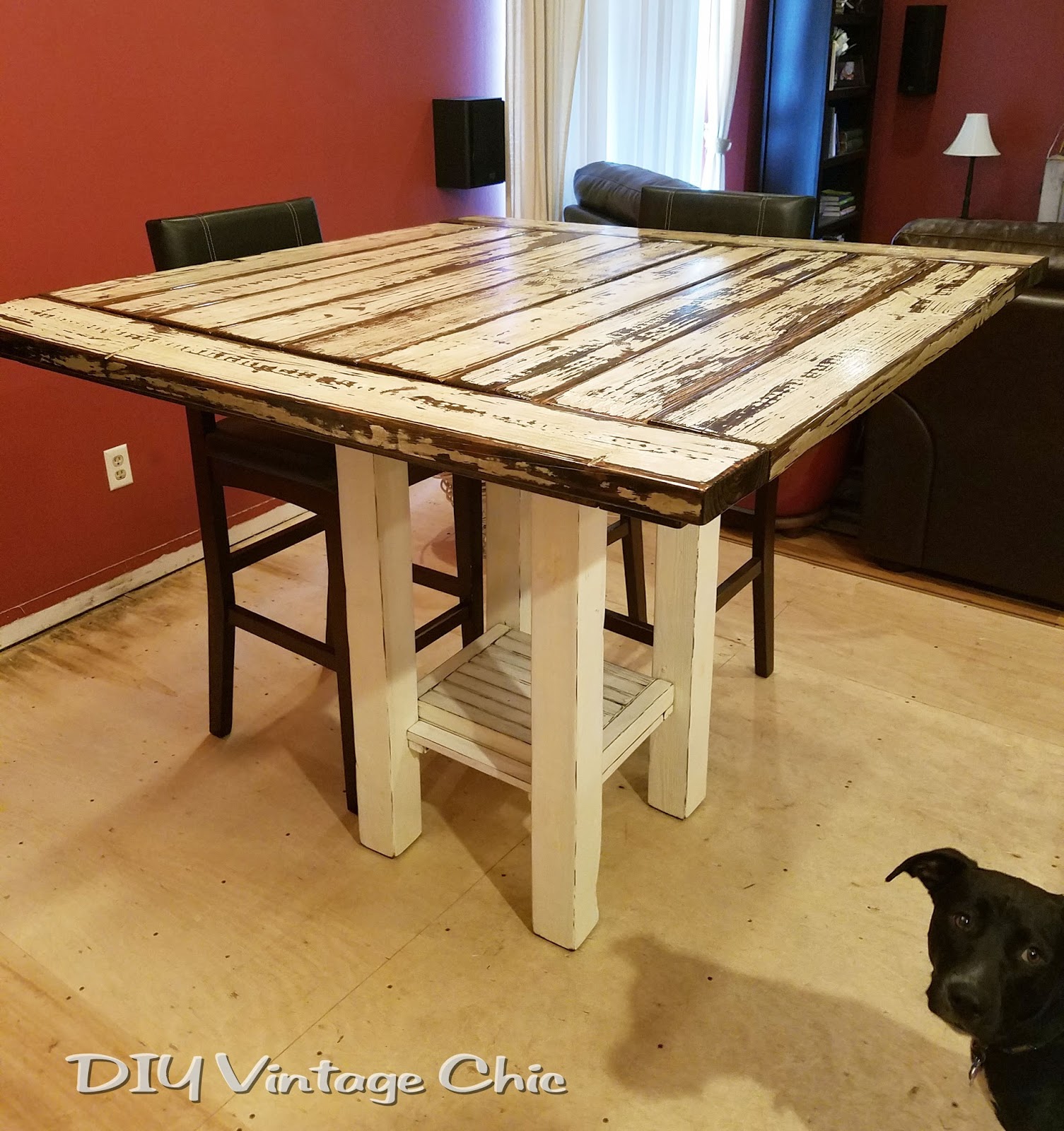 Reclaimed Wood Bar Height Farmhouse Table