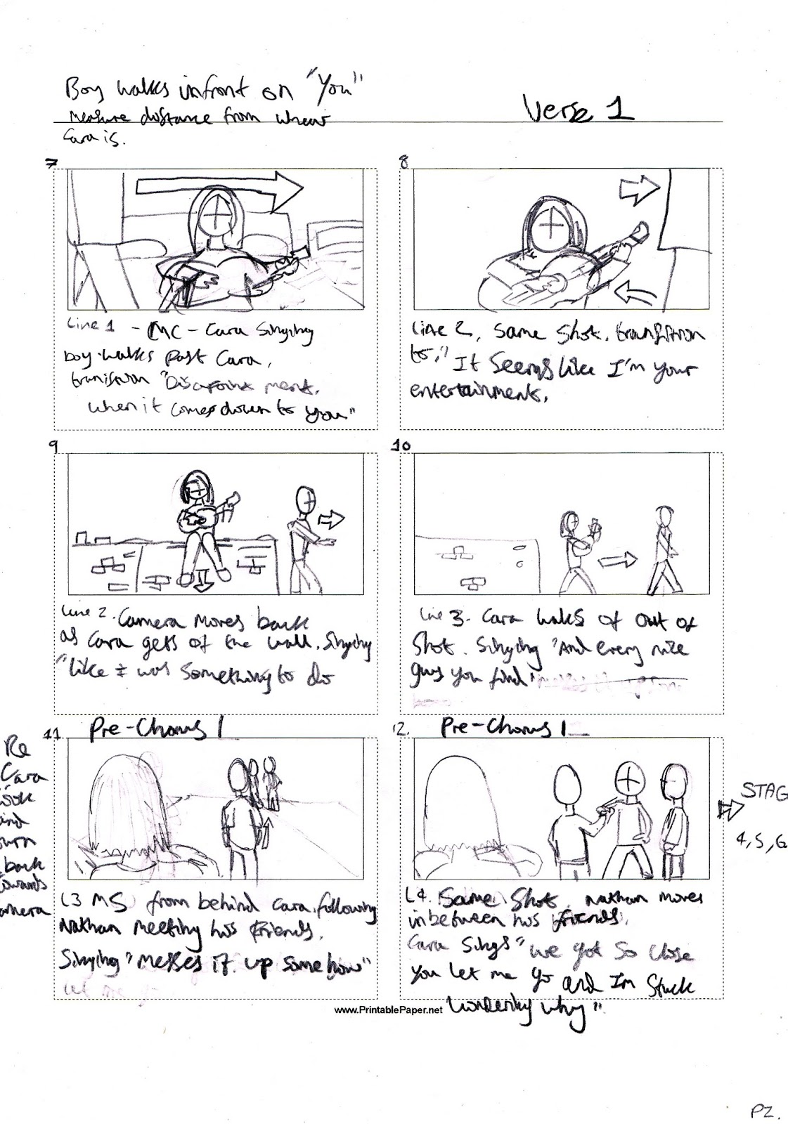 Music Video: Finished Story Board