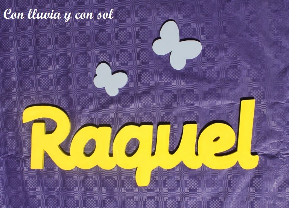 Con lluvia y con sol: NOMBRE PARA DECORAR PARED: RAQUEL CON MARIPOSAS