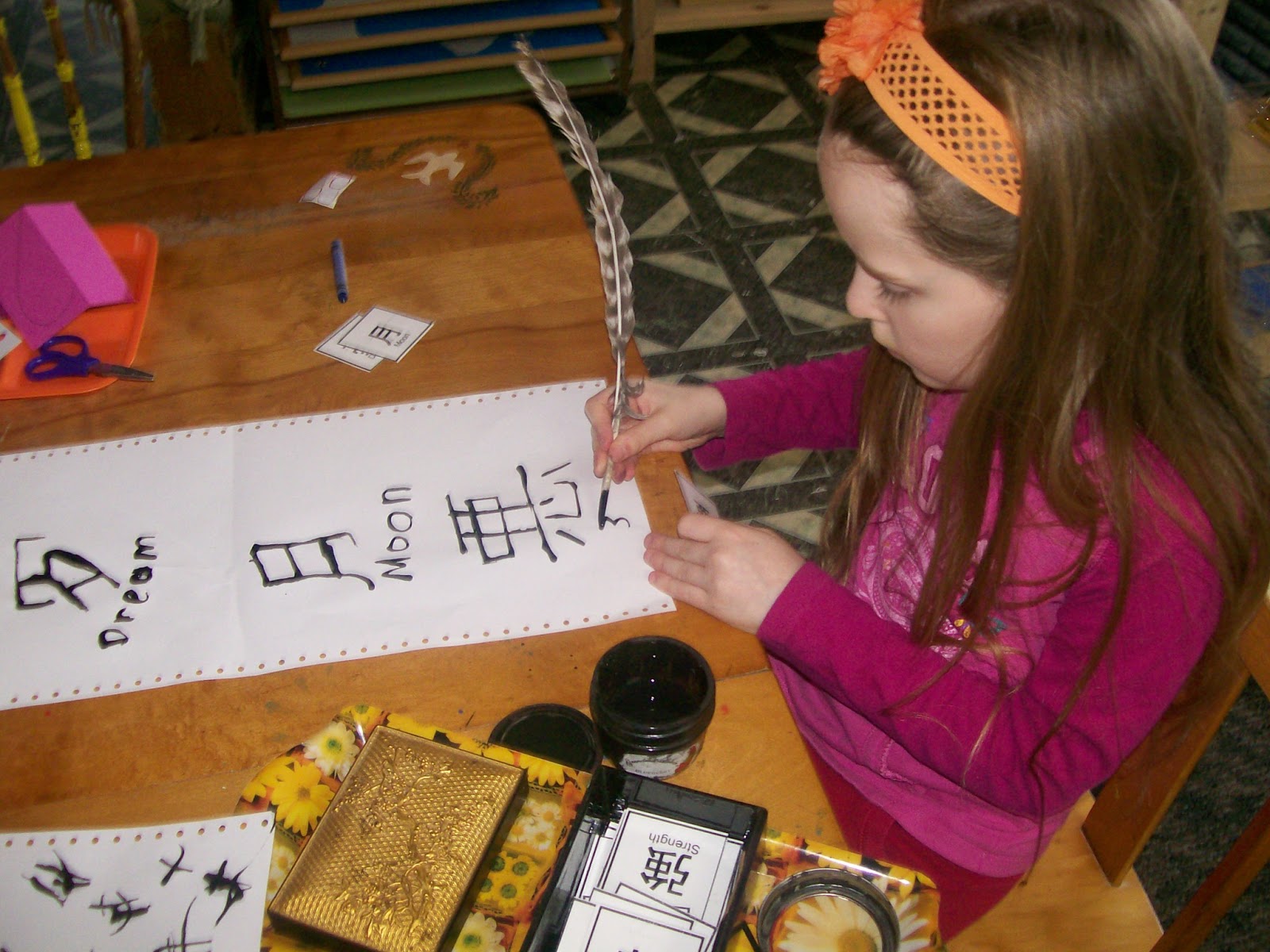 Tree House Preschool Daycare: Chinese calligraphy with a quill, not ...