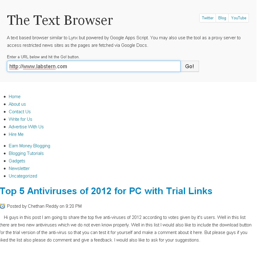 Text-only browser by Digital Inspiration | Digital Lab