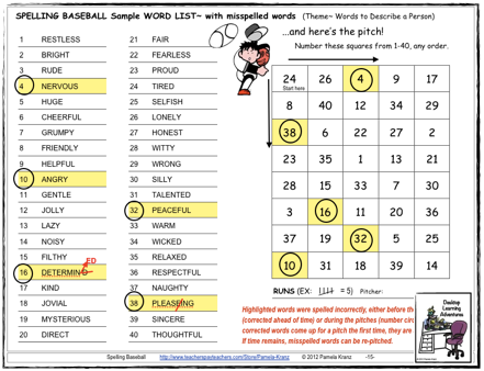 Desktop Learning Adventures: Spelling Baseball: A Differentiated ...