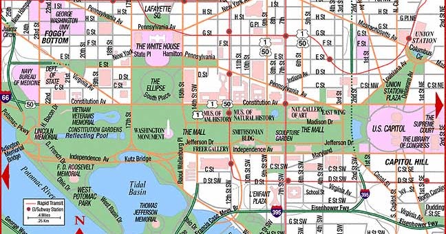 Map of Washington DC, USA