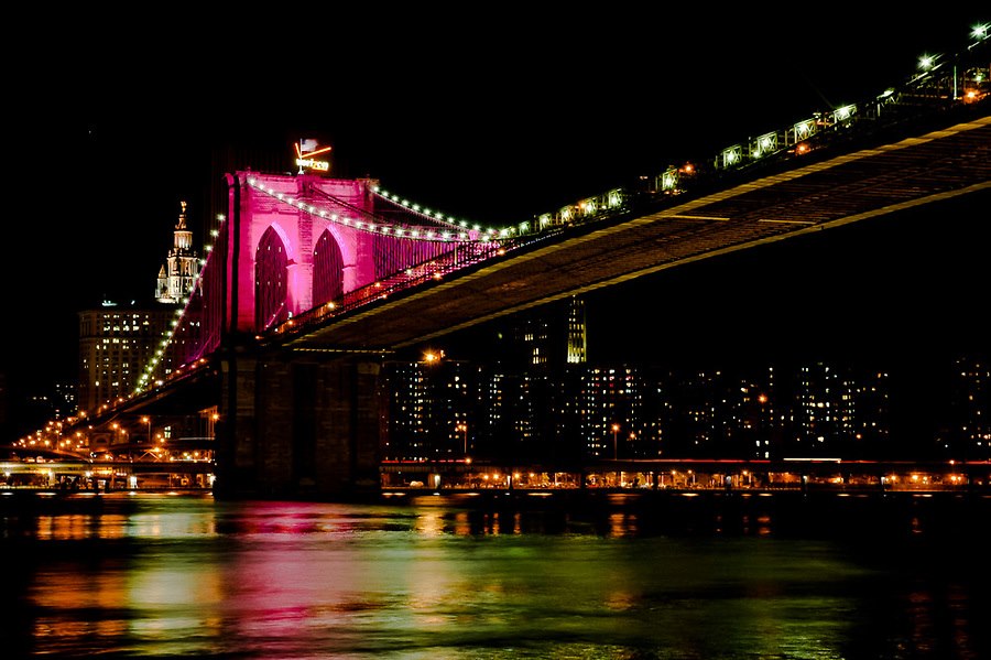 worldzone7: Pink Brooklyn Bridge NY USA