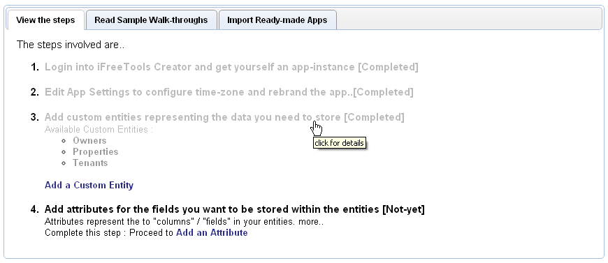 iFreeTools Creator - User Guide: Defining Entities (or "Tables")