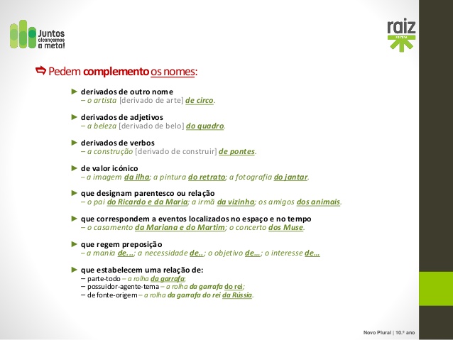 Quem Corre Por Gosto: O complemento do nome