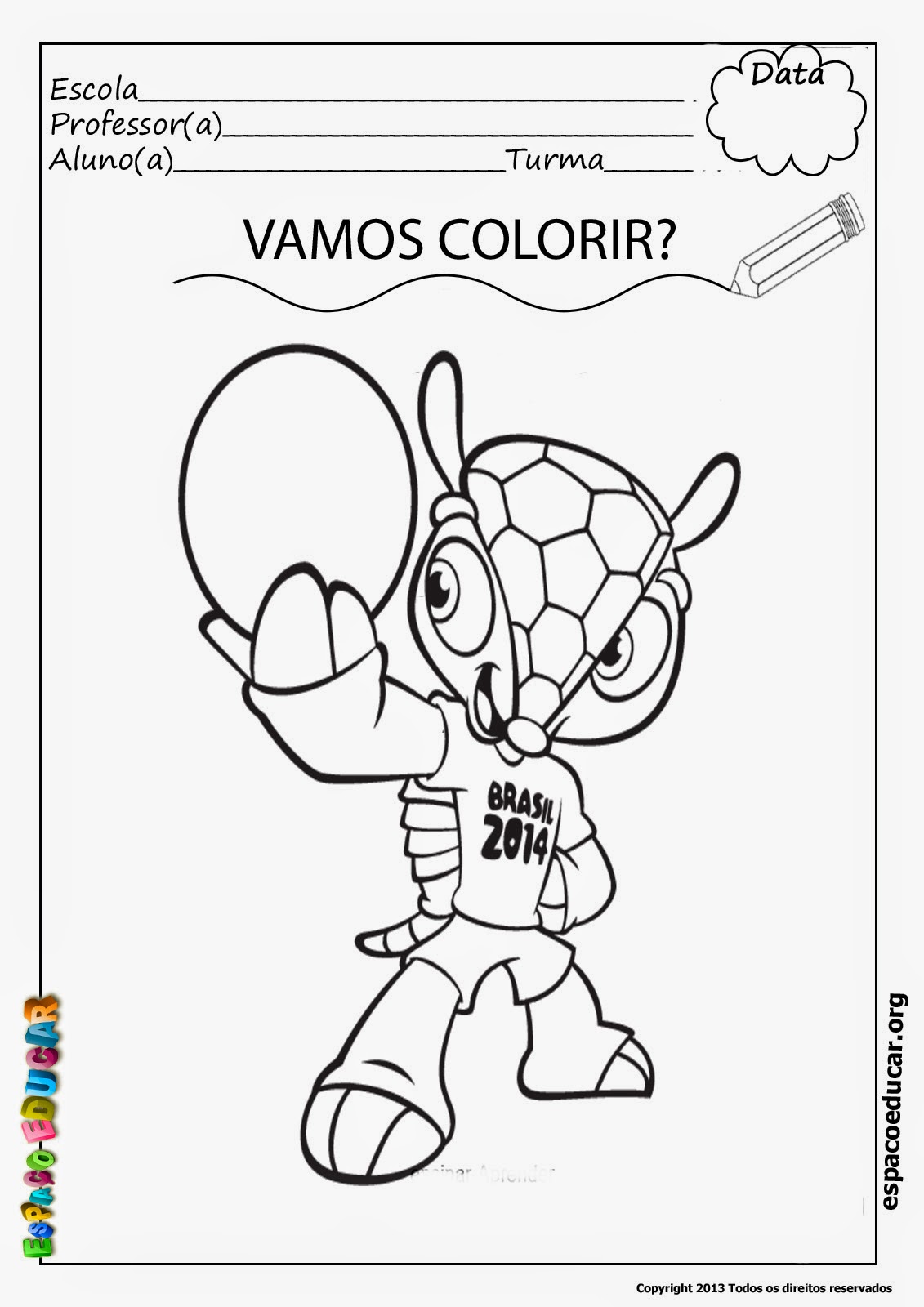 DESENHOS DO FULECO PARA COLORIR - ATIVIDADES SOBRE A COPA DO MUNDO NO ...