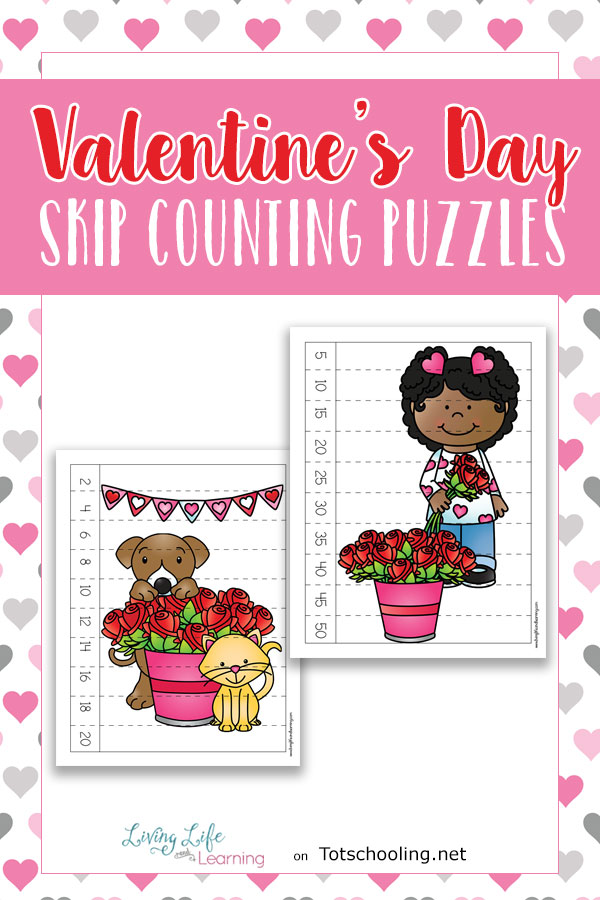 Valentine's Day Skip Counting Puzzles | Totschooling - Toddler ...