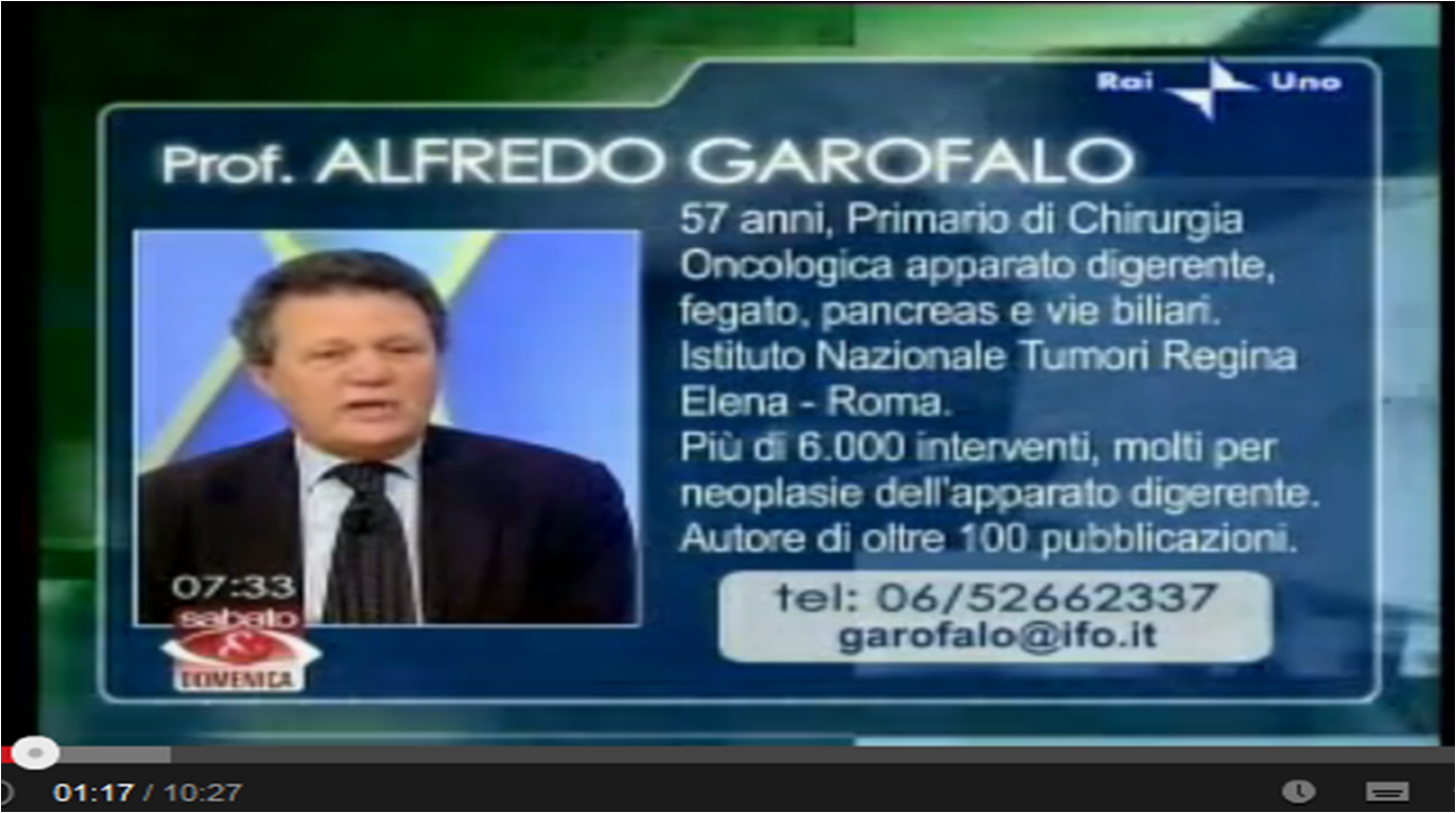 (Chiama): informazione come cura: Prof. Alfredo Garofalo: tumore al ...