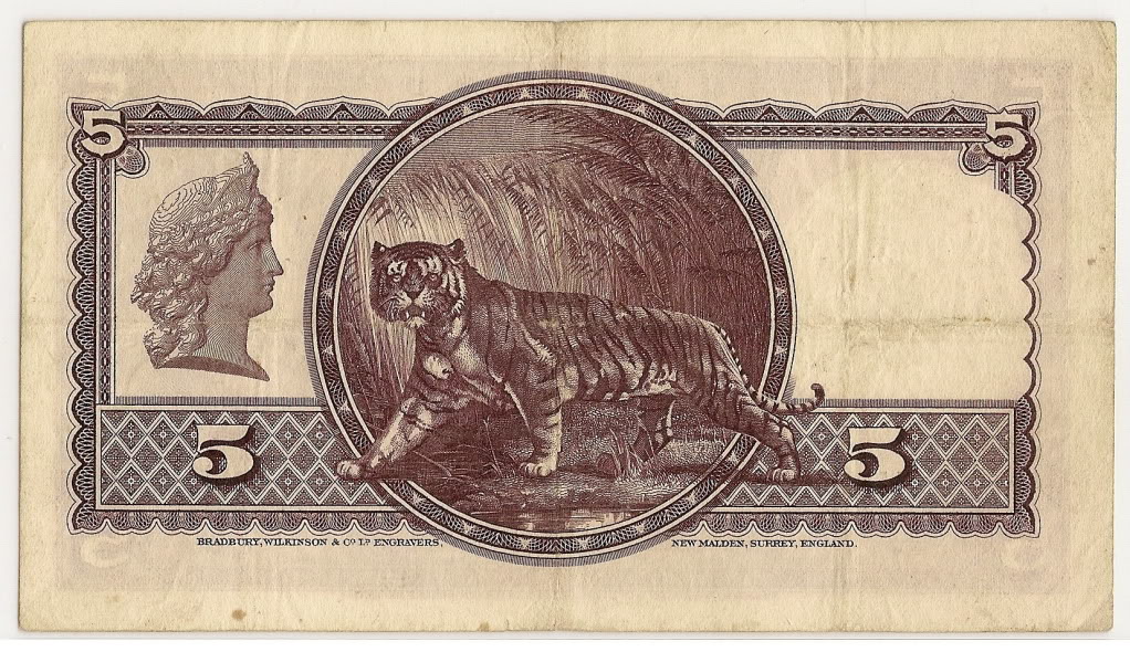 Straits Settlements money 5 Dollars banknote 1935 King George V|World ...