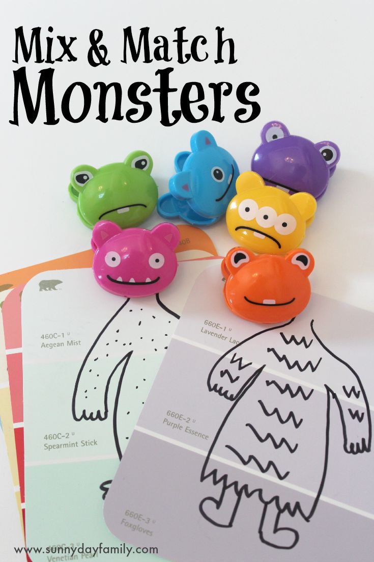 Mix & Match Monster Activity for Preschoolers | Sunny Day Family