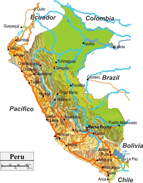 Mapas de Perú: Físico mapa de perú