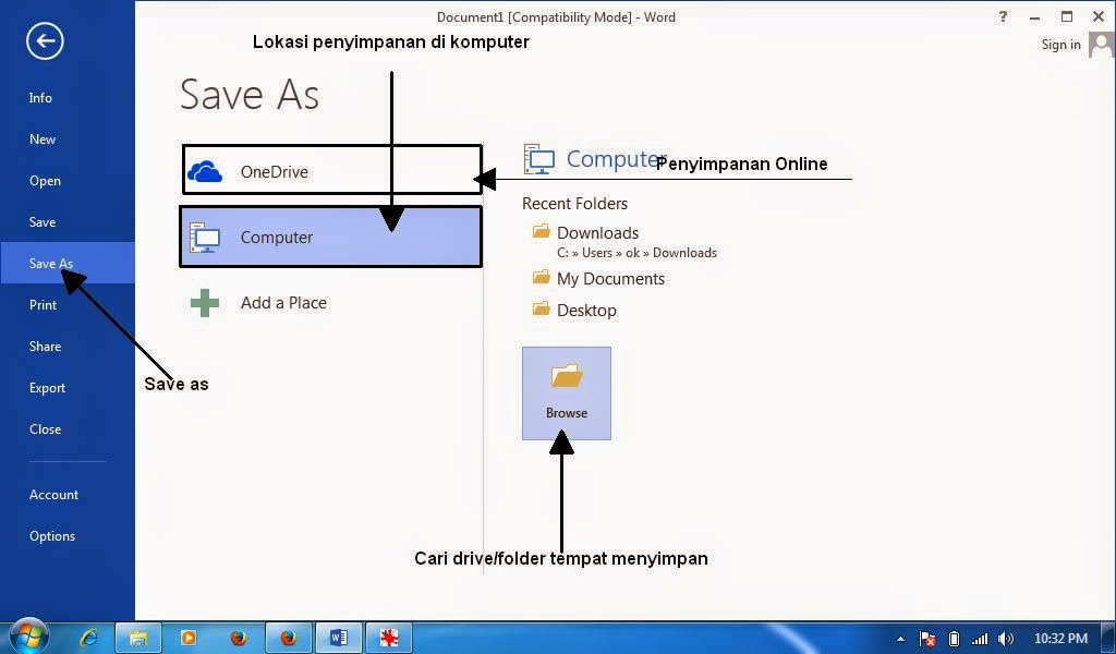 Menyimpan dokumen di Word 2013 ~ Smart Tutorial