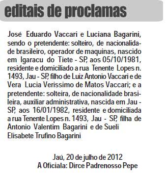 Noiva Lu: Os Proclamas do casamento!!!