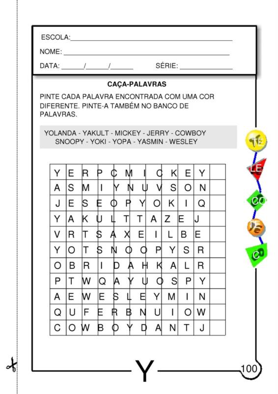 BLOG PROFESSOR ZEZINHO: Atividades com a letra Y