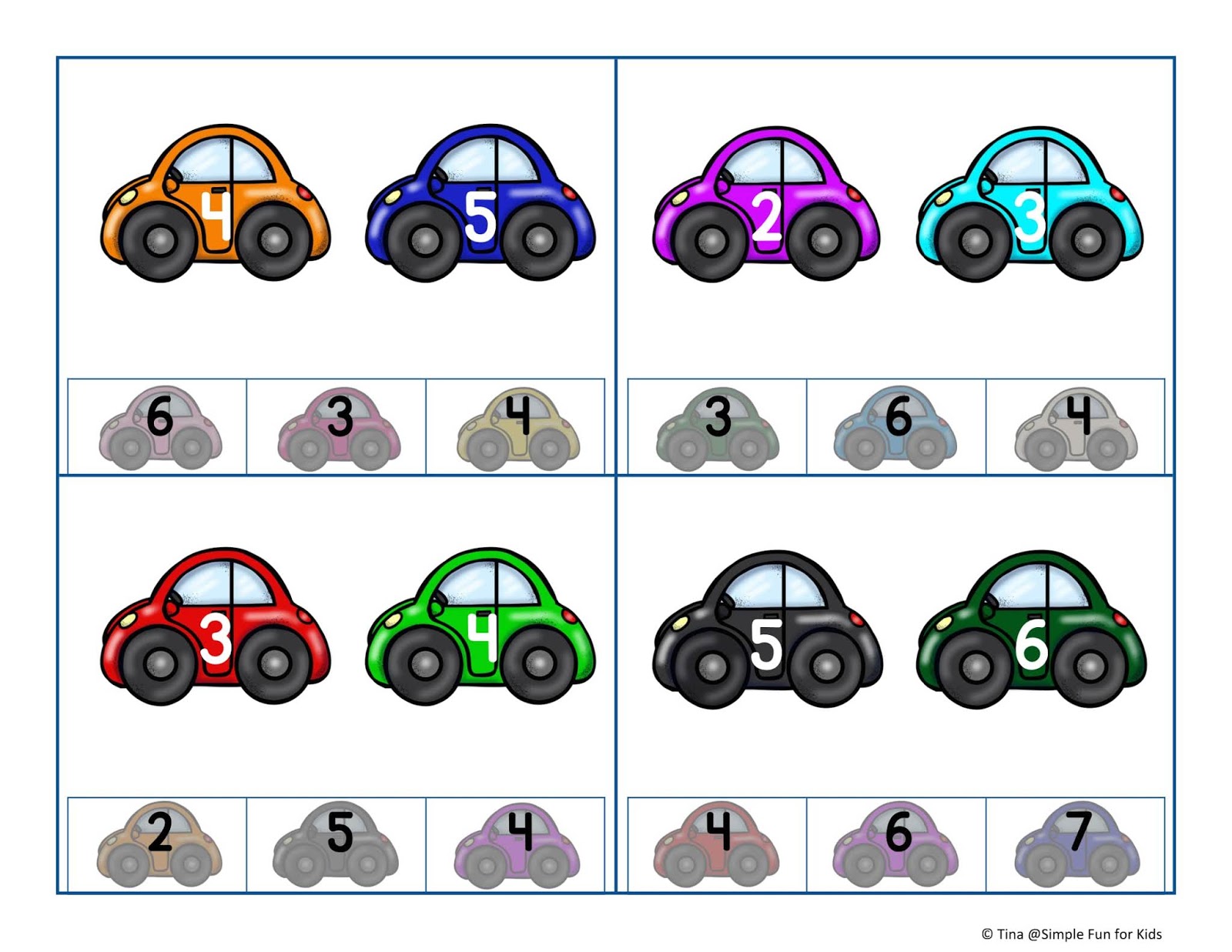 Aprendendo com a Tia Debora: Números carrinhos.