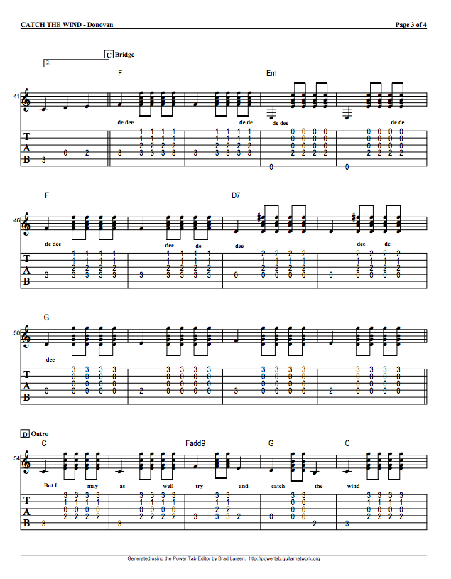 Catch The Wind Guitar Chords