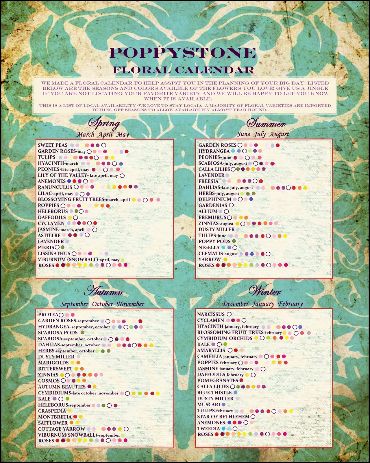 PoppyStone: PoppyStone Floral Calendar