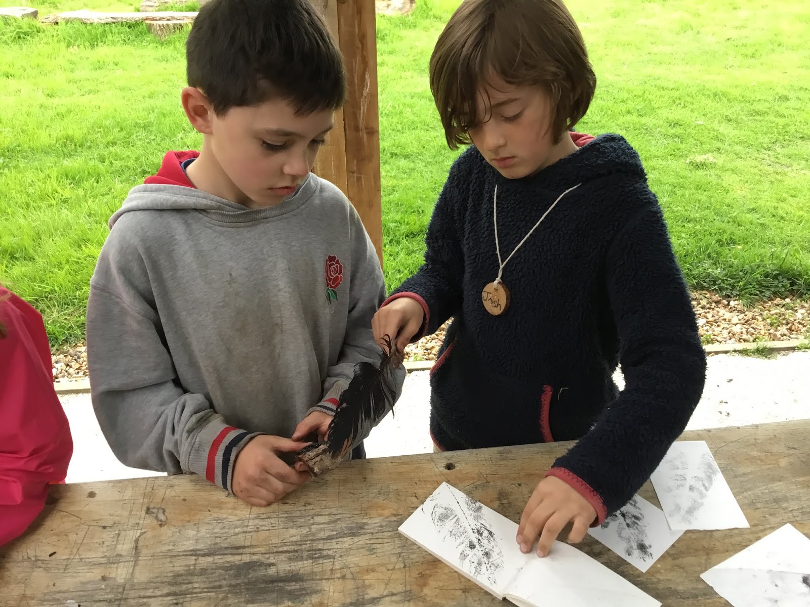 News From Oak and Beech Class: Charcoal printing