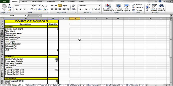 Printable Electrical Take Off Sheets
