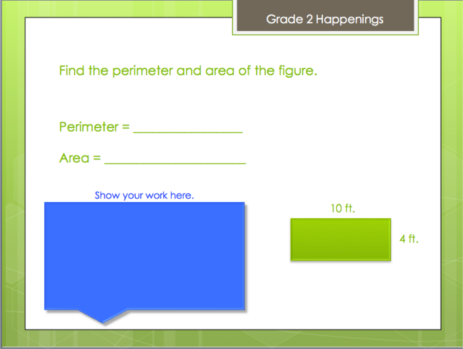 Grade 2 Happenings: Area and Perimeter