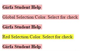 Girfa : Student Help: Website selection text background color change