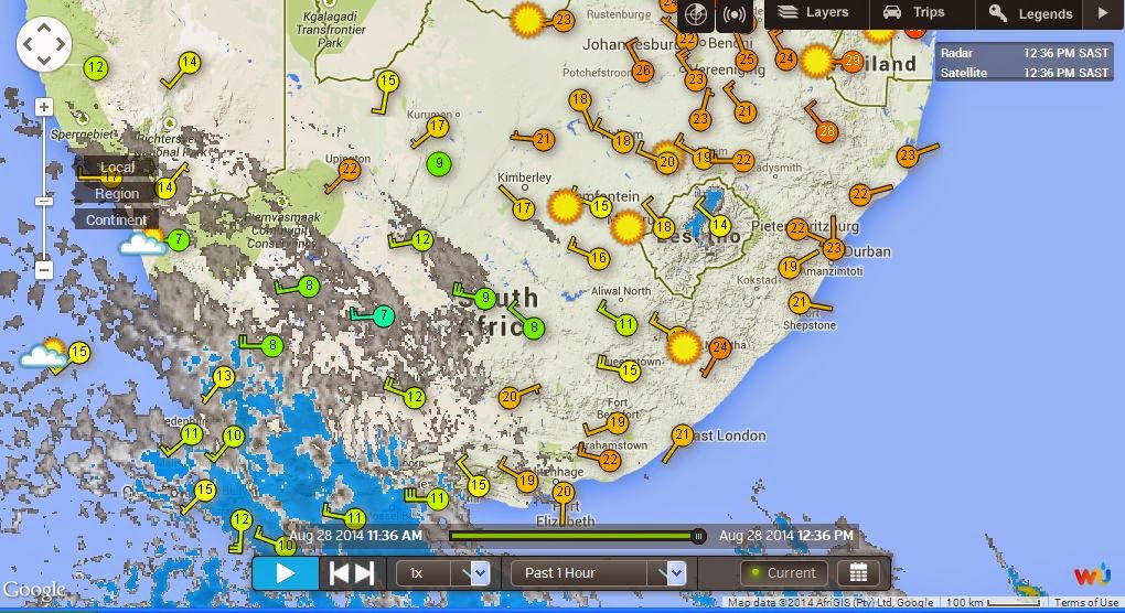 Mossel Bay Weather Observation, South Africa : Real Time Temperature ...