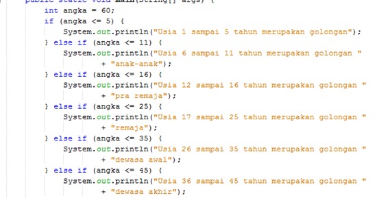 VANRESTUAL: CODE JAVA UNTUK MENGGOLONGKAN KATEGORI MANUSIA BERDASARKAN USIA