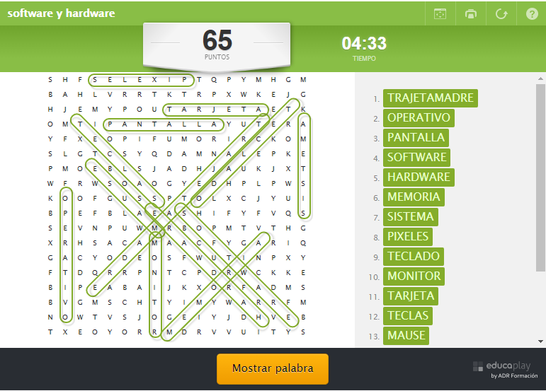 diseño tecnologico 8: SOPA DE LETRAS HARDWARE Y SOFTWARE