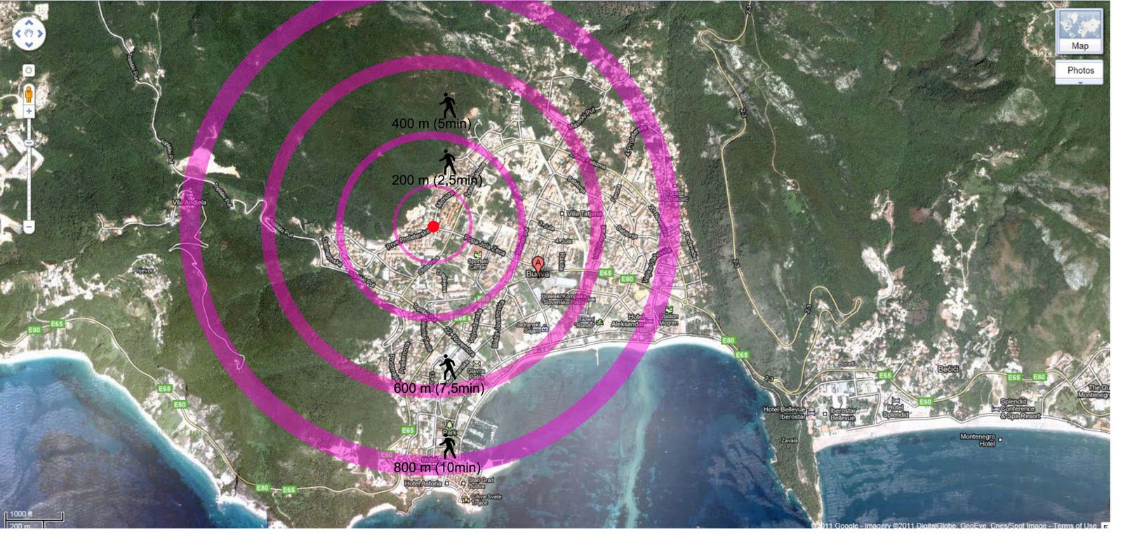 Apartmani i sobe Porodice Bunjevački u Budvi, Crna Gora: MAPA Budve ...