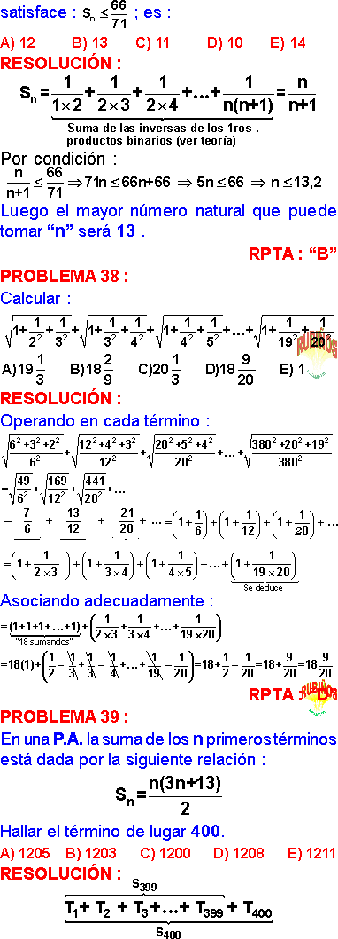 SERIES Y SUMATORIAS PROBLEMAS RESUELTOS OPERADOR SIGMA DE RAZONAMIENTO ...