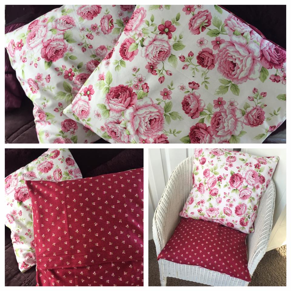 A Crafting Niche: Symphony Rose (Red Rooster Fabric) Cushions