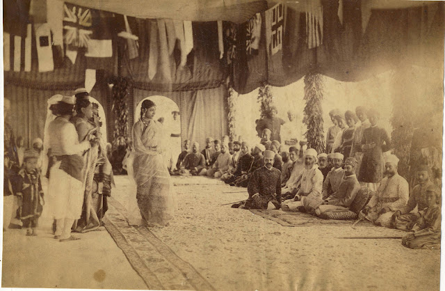 Nautch Girl in Durbar, in front of Royal and Aristocrat Men - c1880's ...