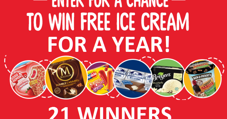 Enter To Win Free Ice Cream For a Year! 21 Winners - Following States ...